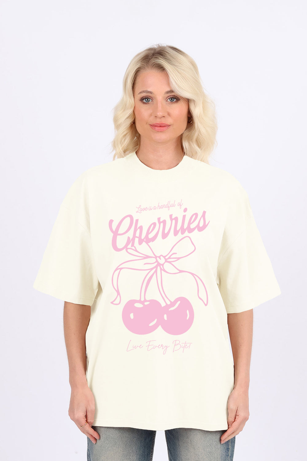 220GSM Oversized T-Shirt In Love is Handful of Cherries Print (Custom ...