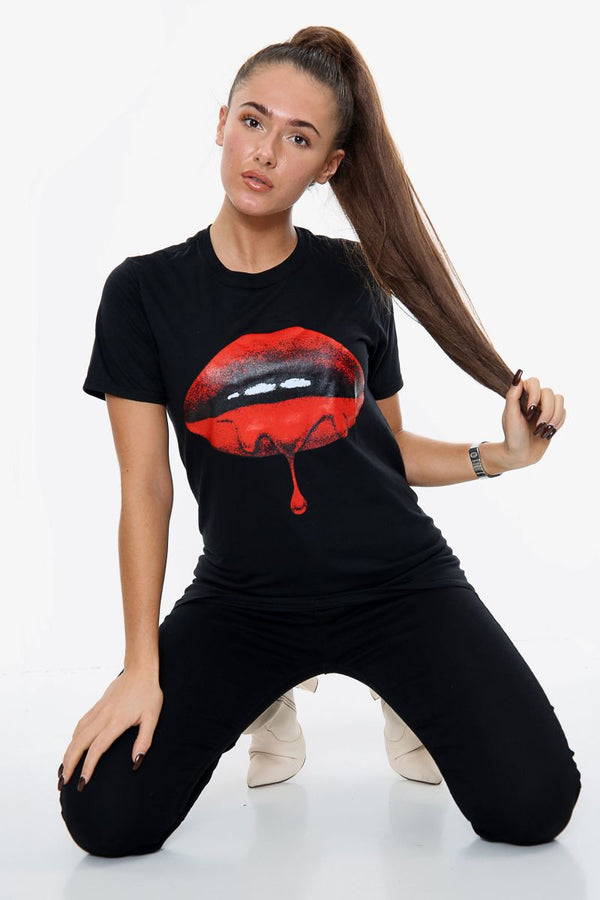 Red Lips Printed Oversized T Shirt Missi Clothing Wholesale Uk And Asa