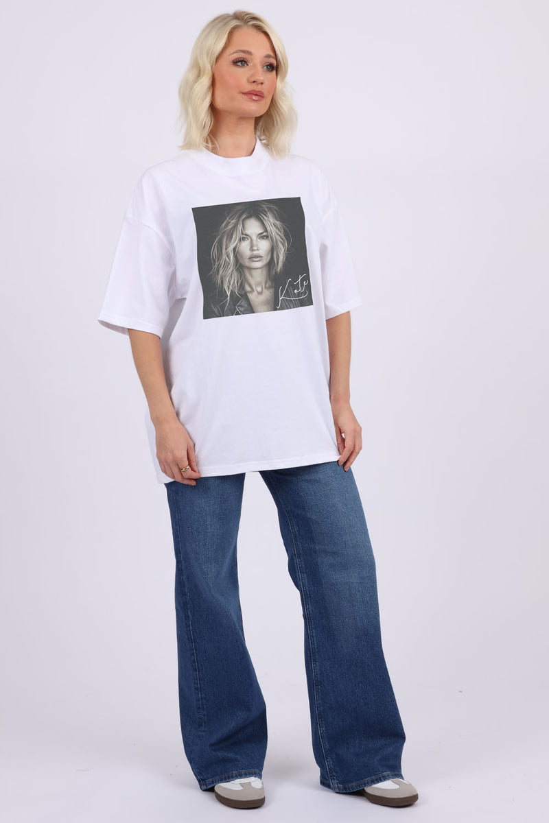 220GSM Oversize T-Shirt In Kate Print | Missi Clothing UK